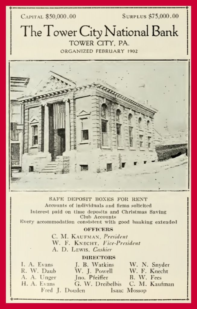 Tower City – National Bank, 1922 – Lykens Valley: History & Genealogy