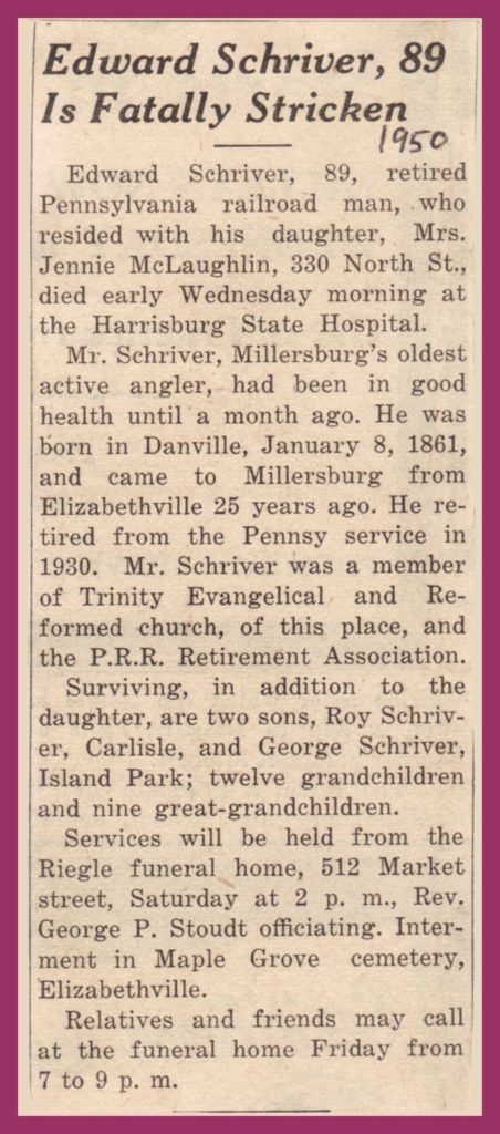 Edward Schriver (1861-1950) – Railroad Man Was Millersburg’s Oldest ...