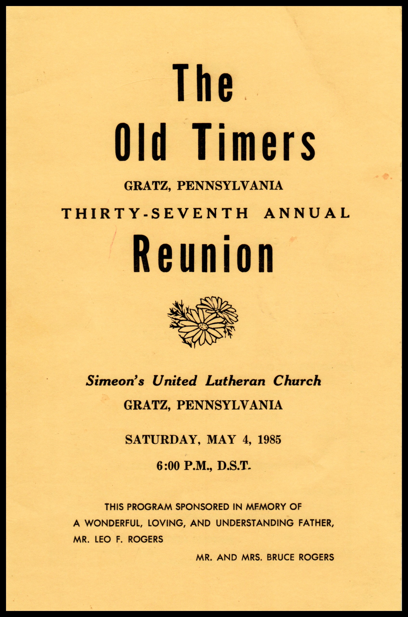 Gratz Old Timers Reunion, 1985 – Lykens Valley: History & Genealogy